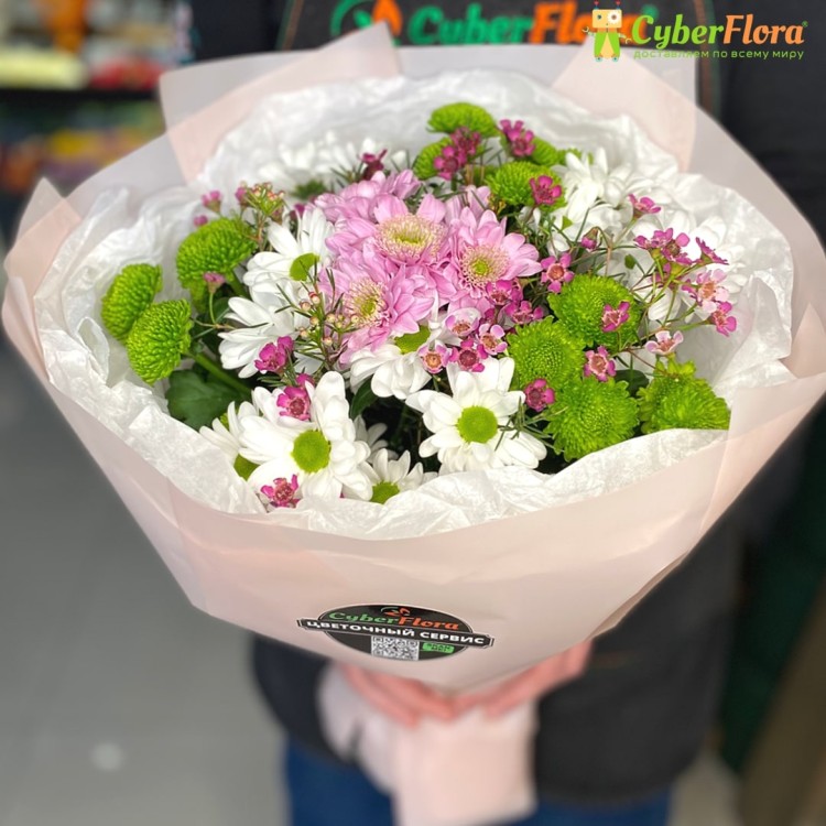 Букет "7 кустовых хризантем": цена, заказать с доставкой по Москве в интернет-магазине Cyber Flora®